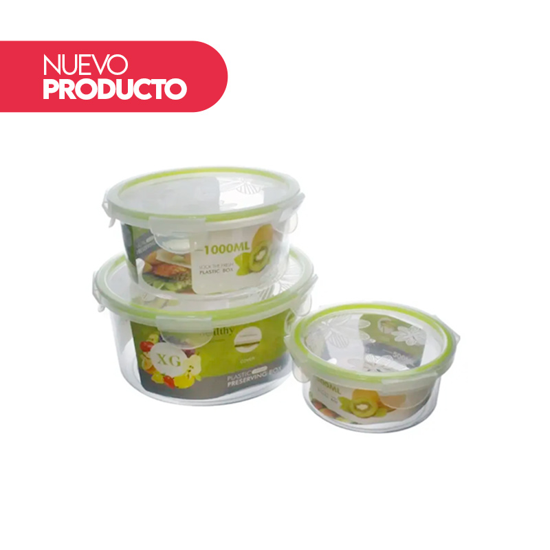 TUPPER DE 3 PIEZAS VERDE REDONDO KLICK - La Razón - Store